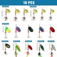 16 Pcs Fishing Spinner Lures Kit, Inline Spinner Baits with Treble ...