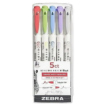 Zebra Pen Metallic Brush Pen, Medium Point, Pigment Ink, Assorted ...