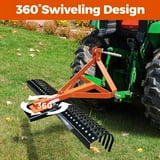5FT Landscape Rake for Tractor,3-Point Lawn Dethatcher Attachments with ...