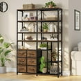 Convertible Corner Bookshelf with 6 Fabric Drawers, Tall Bookcase 7 ...