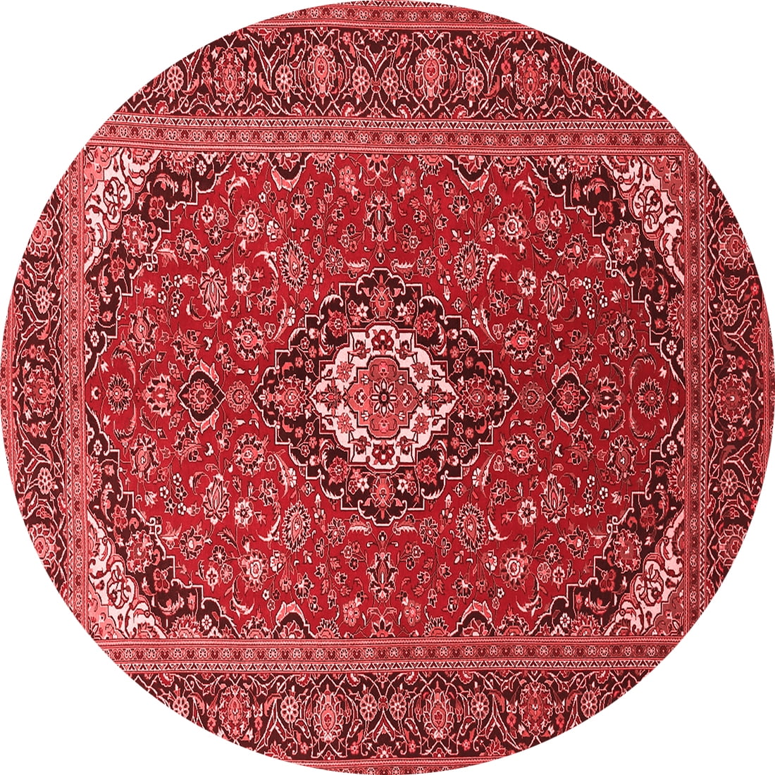 Ahgly Company Indoor Round Medallion Red Traditional Area Rugs, 8 ...