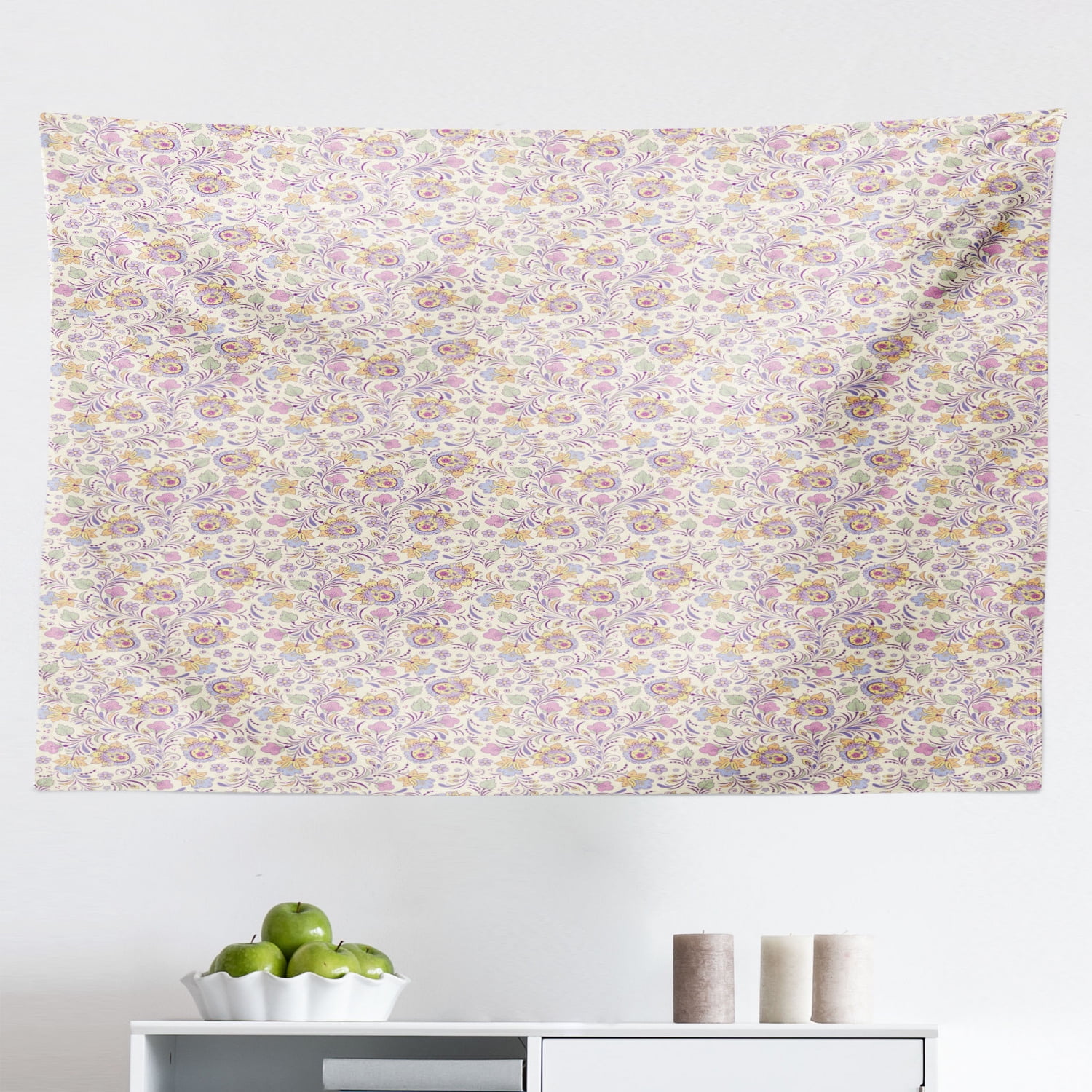 Lilac Tapestry, Flower Wreath with Fresh Blooms and Little Bird Tender ...