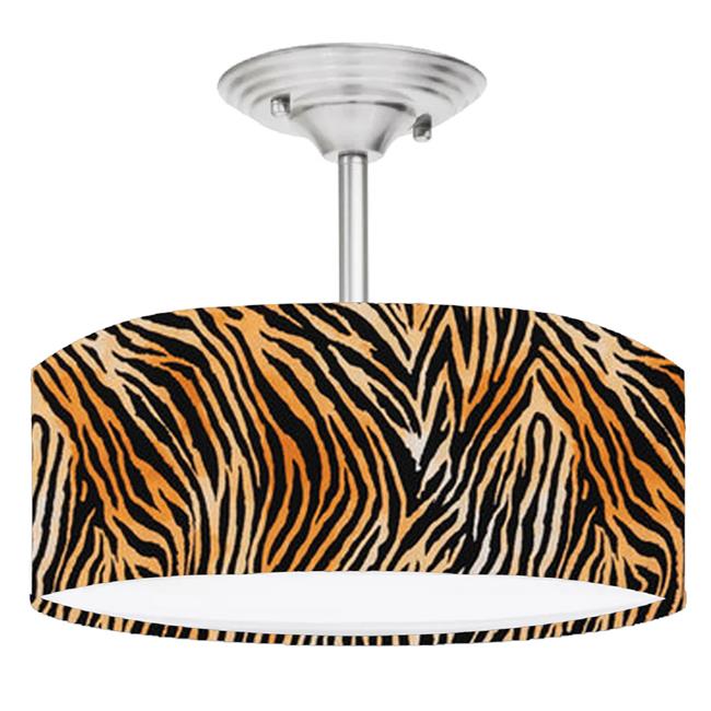 888 Cool Fans DR-0001005 Tiger Stripe Animal Print 2-Light Brushed ...