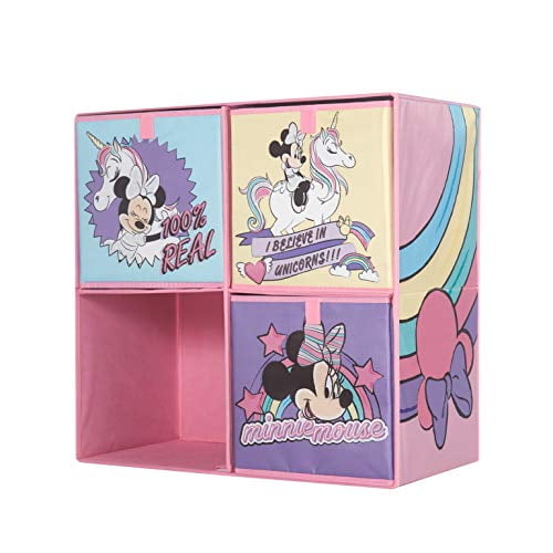 Disney Minnie Mouse Collapsible Soft Storage Cubby with 3 Collapsible ...
