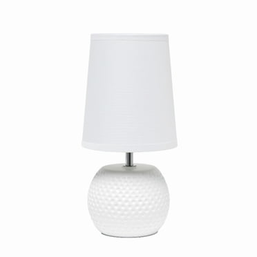 Simple Designs Round Prism Mini Table Lamp with White Fabric Shade ...