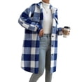 Aellinatey Womens Long Fleece Plaid Jacket Cozy Lapel Button Down ...