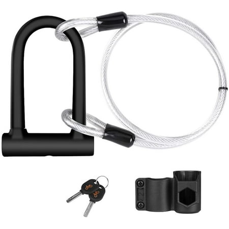 Bike lock, U-lock bike lock with 1.2m Flex Steel cable and Heavy-Duty ...