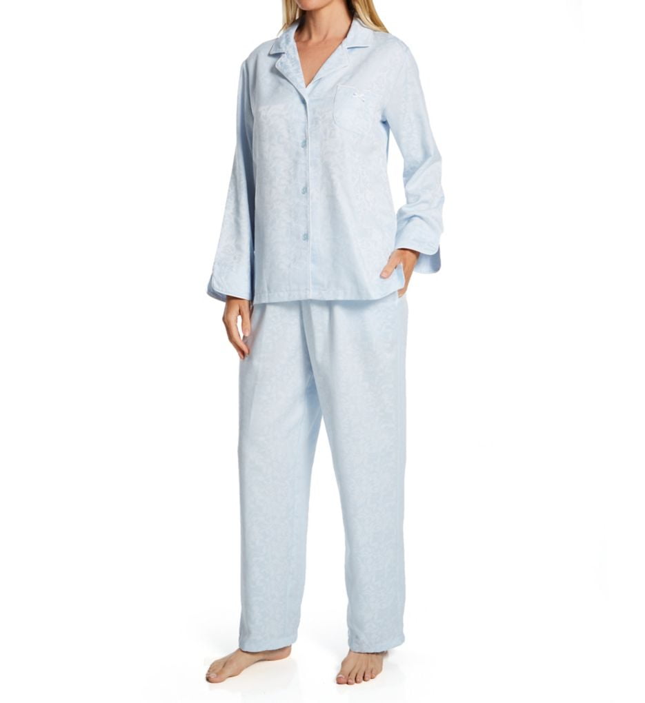 Miss Elaine Pajama Set Womens Satin Pj Set Elastic Waist And Button Up