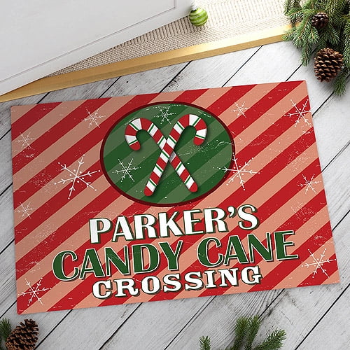 Personalized Candy Cane Crossing Doormat - Walmart.com