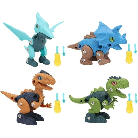 4 Types Building Dinosaur,Movable Take Apart Dinosaur Toys Dino ...