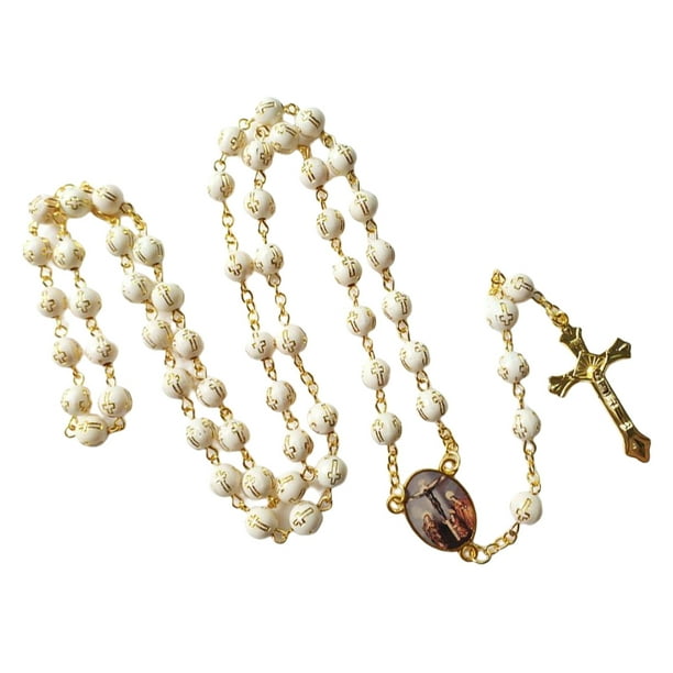 Enqiretly Necklace Long Simulated Catholic Rosary Crucifix Pendent ...