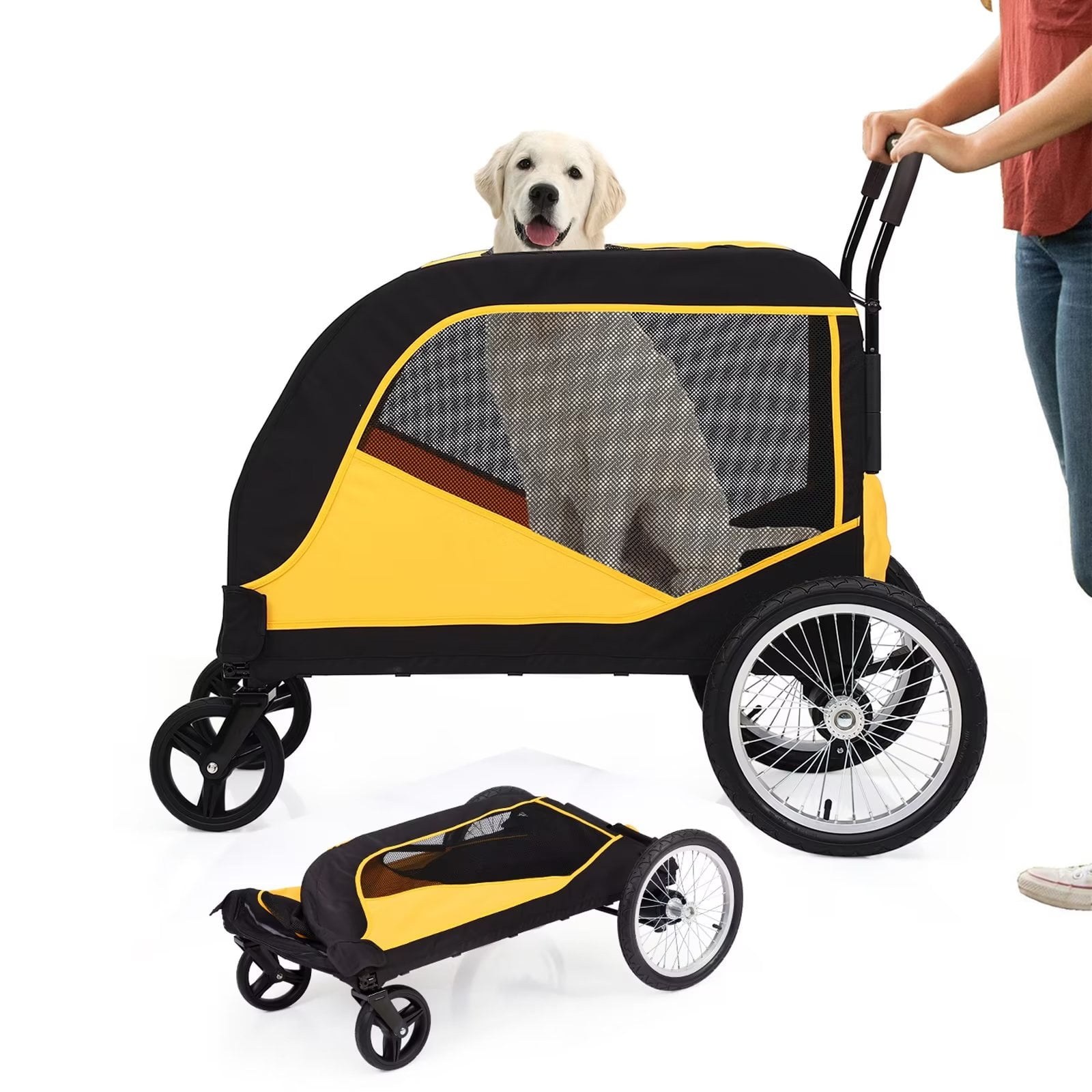 Dog Stroller for Large Pet Jogger Stroller with Back wheelswith Brake ...
