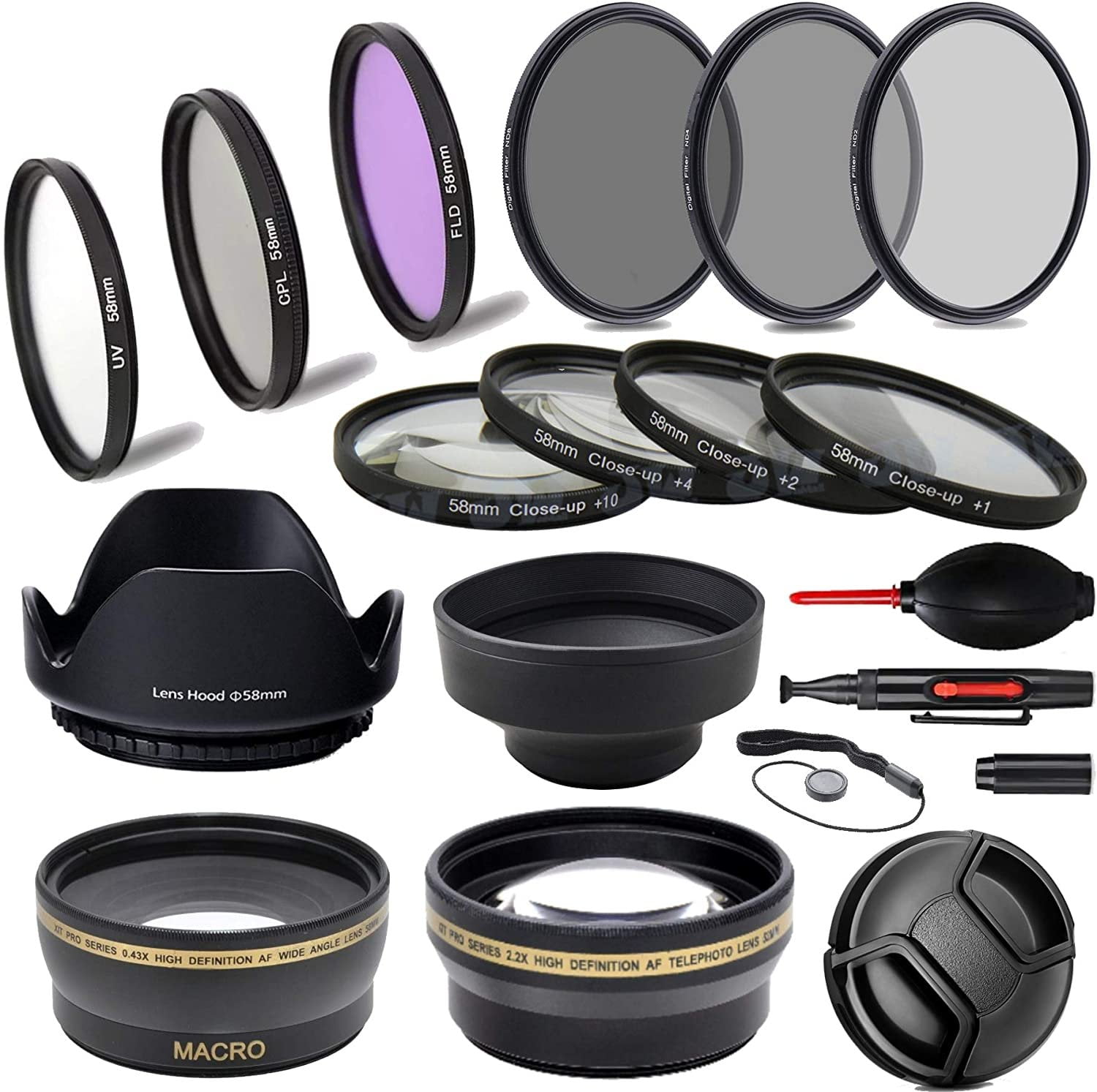 58MM Ultimate Canon Lens Filter Accessory Bundle (UV, CPL, FLD, ND2 ...