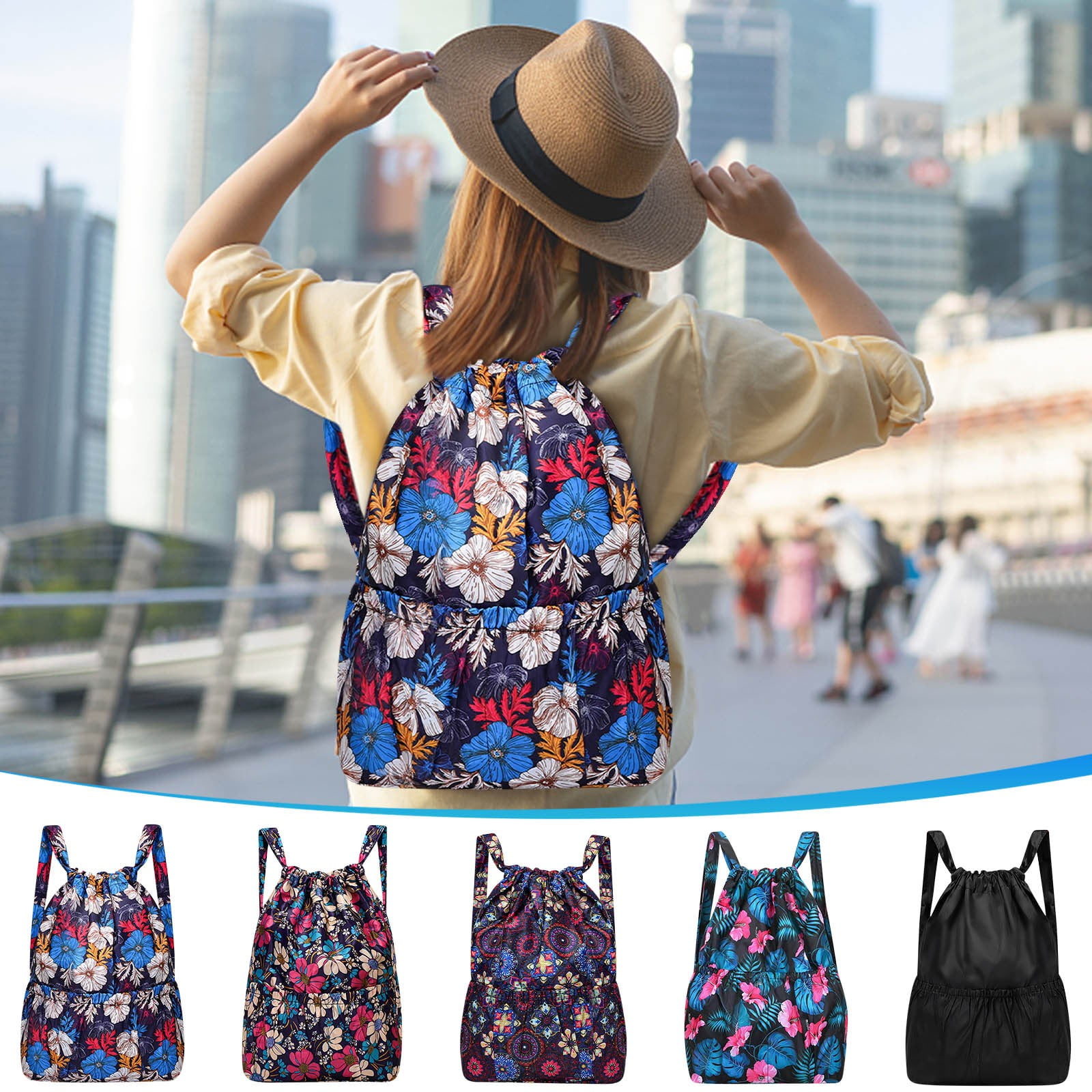 Fiudx Mochila con Cordón, Plegable, de Gran Capacidad, Impermeable, con ...