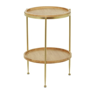 Decmode Farmhouse 28 inch wooden round accent table, Cream - Walmart.com