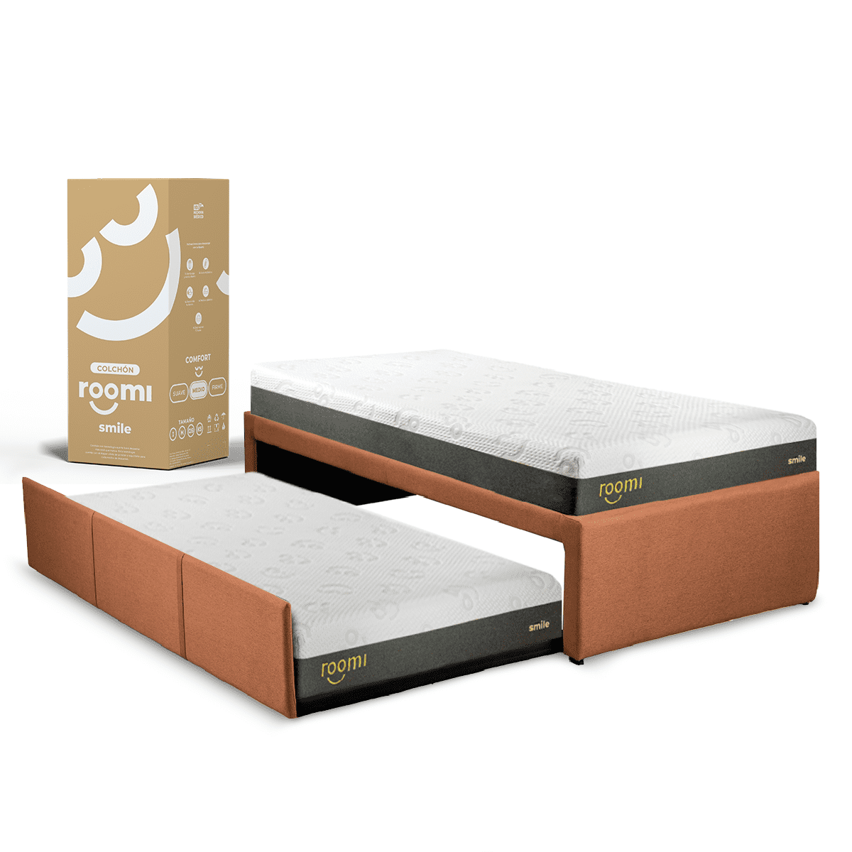 Colchón Individual Roomi Smile 2 Pack Más Bajo Cama Individual Naranja ...