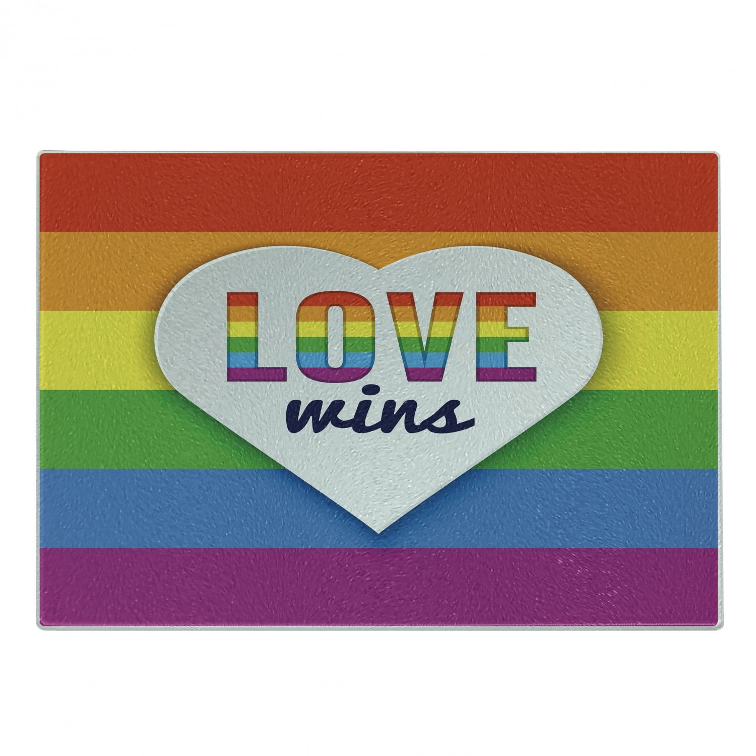 Pride Cutting Board, Rainbow Flag with Stripes Heart with Love Wins ...