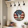 Round Patriotic Wooden Hanging Sign, Flag Star Printed Craft, Rustic ...