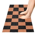 Black Orange Checked Pattern Bath Mat 39x20 Inch Soft Absorbent Non ...