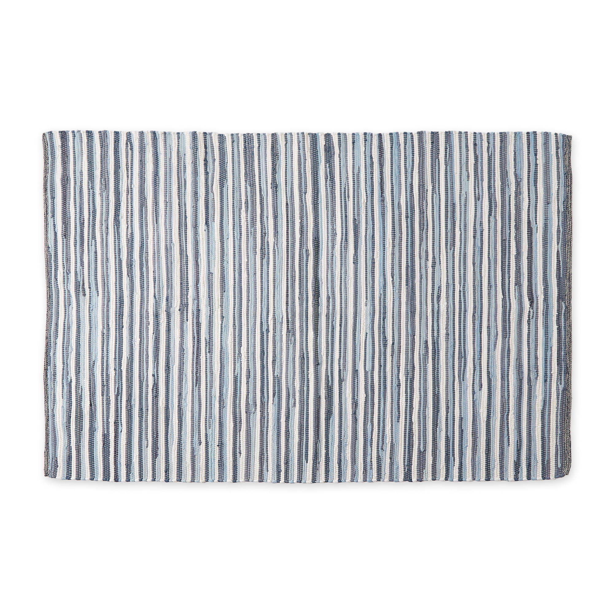Stonewash Blue Slim Stripe Cotton Chindi Rug 4x6Ft - Walmart.com