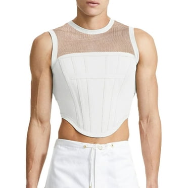 Men's Black Summer Mesh See-through Tops Shirts Long Sleeve Sheer ...