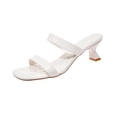 Afuyipoi Women's Low Heel Slide Sandals Patent Open Toe Summer Casual ...