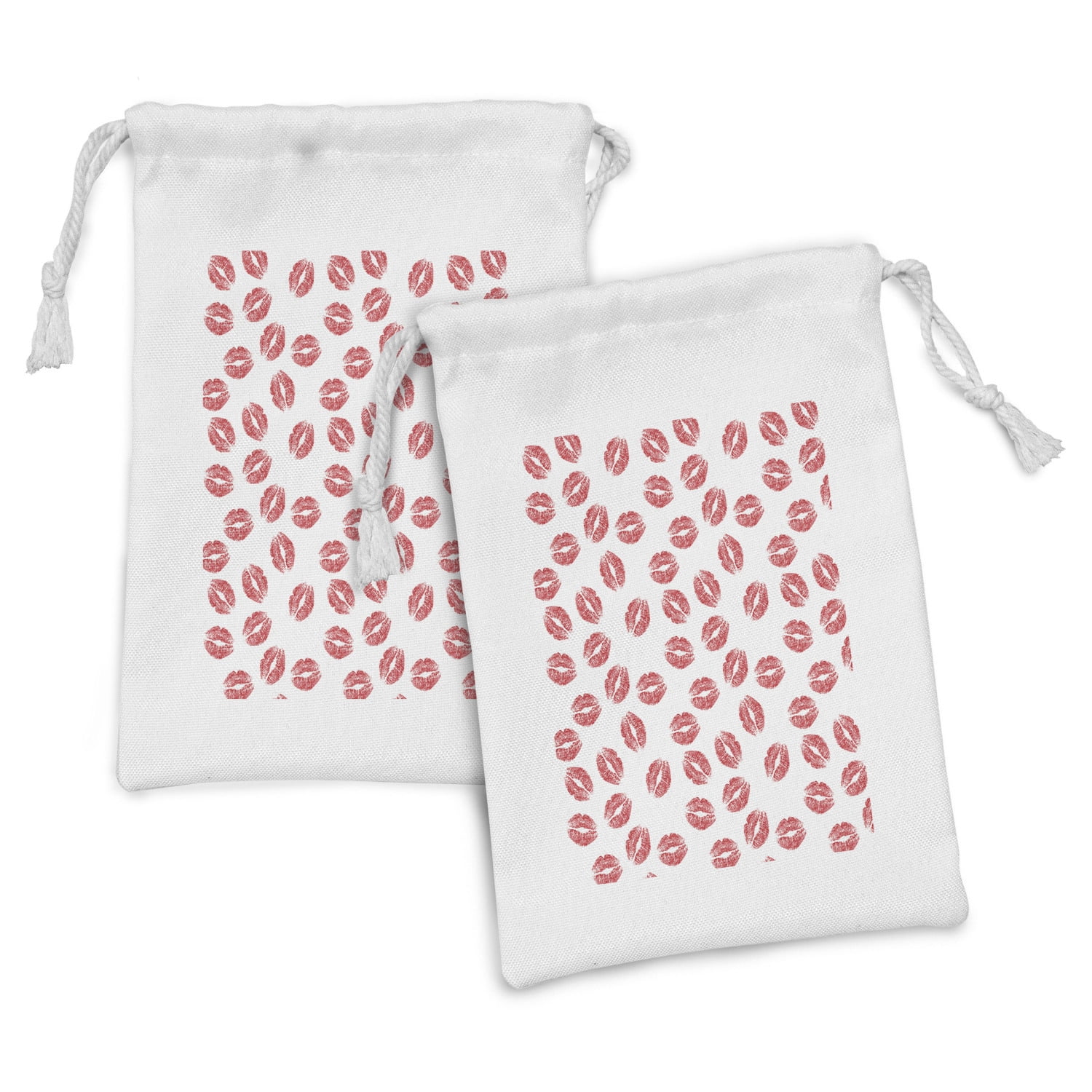 Feminine Fabric Pouch Set of 2, Pattern of Lipstick Kiss Marks Woman ...