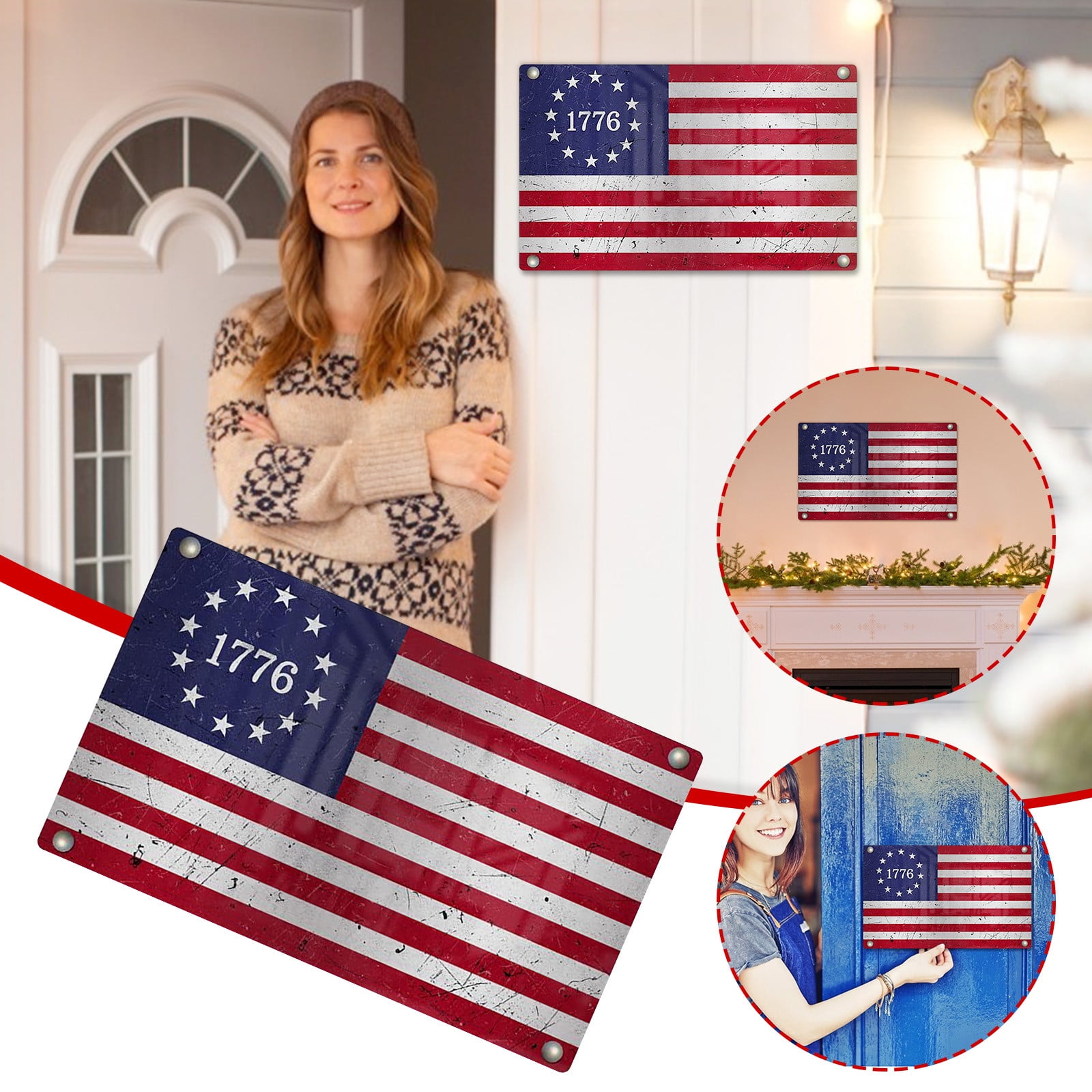 AURIGATE Tactical USA American Flag Tin Sign Rustic Vintage Patriotic ...