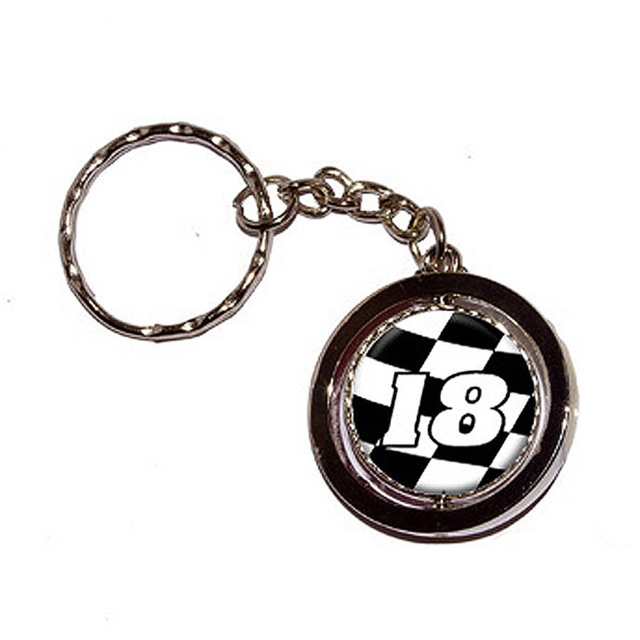 18 Number Checkered Flag Racing Key Chain Keychain Ring - Walmart.com