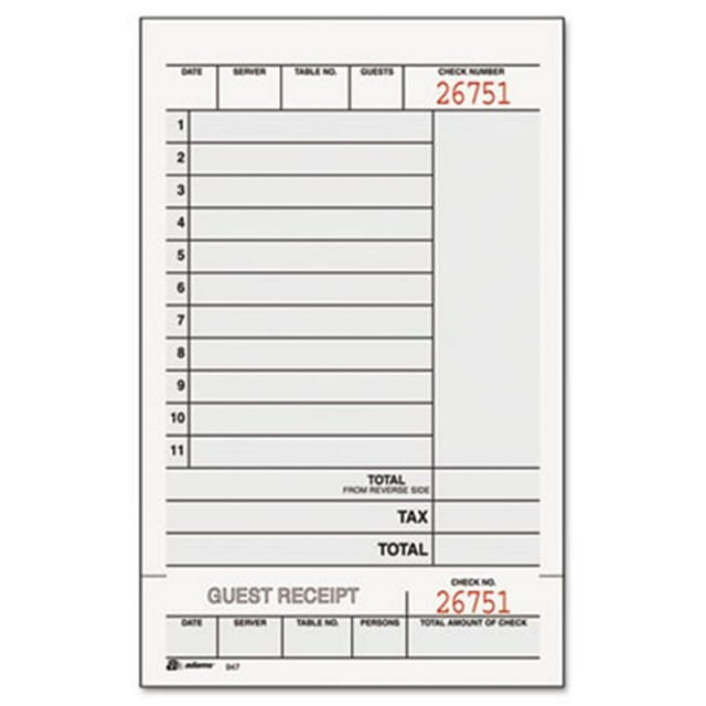 Adams Business Forms Guest Check Unit Set- 250-Pack - Carbonless ...