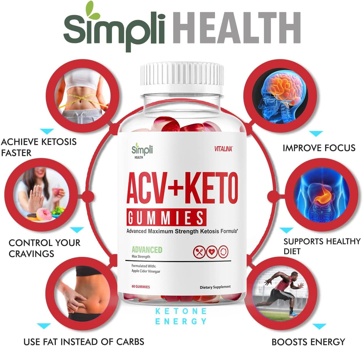 Buy 5 Pack) Official Simpli Health ACV Gummies , Advanced Formula, 5 ...