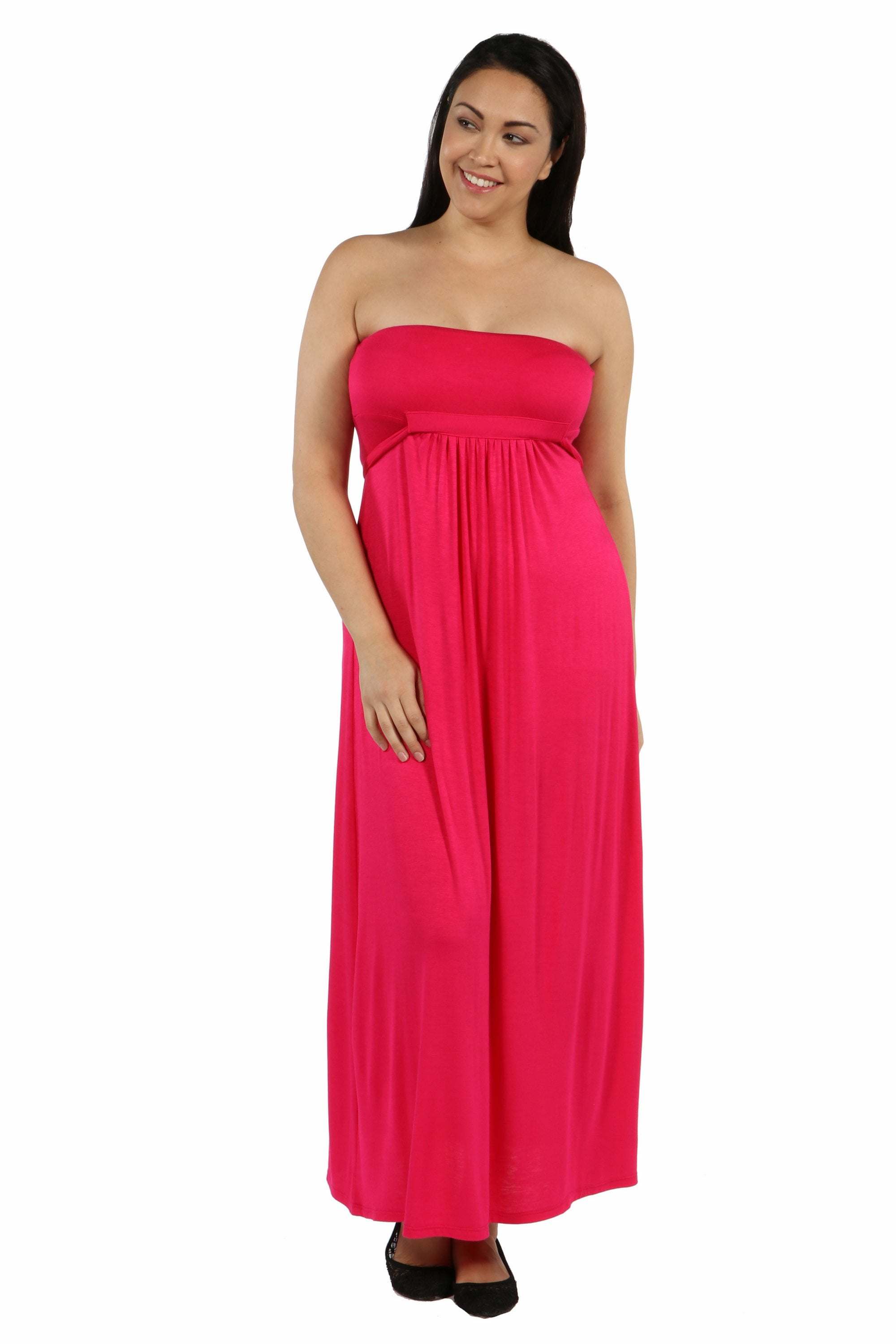 24 7 Comfort Apparel Womens Plus Size Belted Empire Waist Strapless