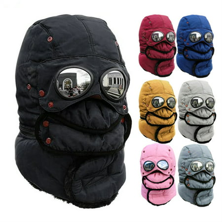 ZOELNIC Unisex Winter Thermal Pilot Hat Trapper Hats With Glasses ...