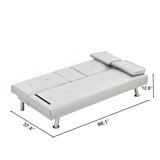 Leather Futon Sofa Bed - Modern Faux Leather - Walmart.com