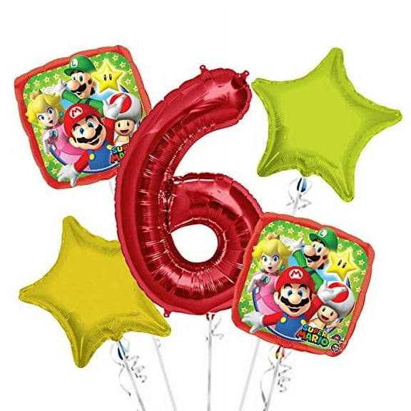 Super Mario Balloon Bouquet 1st Birthday 5 pcs - Party Supplies ...