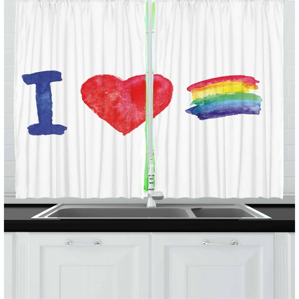 Pride Curtains 2 Panels Set Artistic Display Of I Love Pride Theme