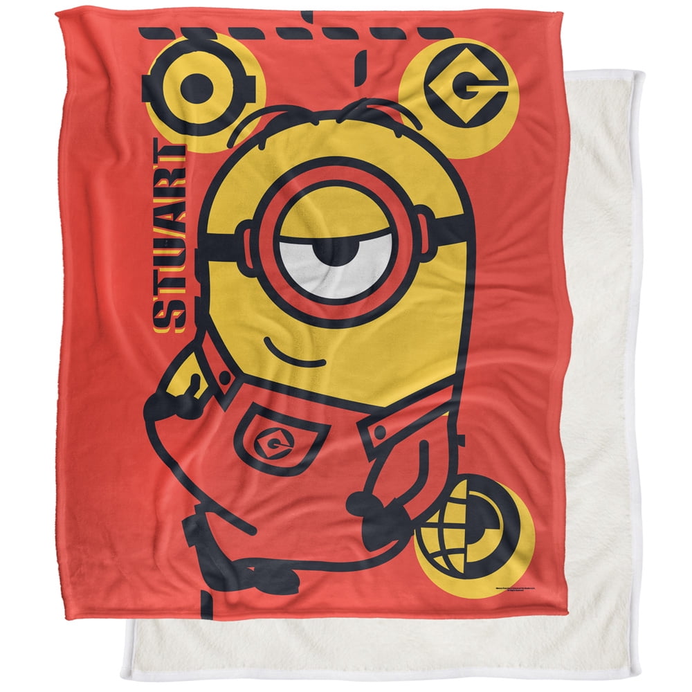 LOGOVISION Minions Minion Stuart Red Silky Touch Sherpa Back Super Soft ...