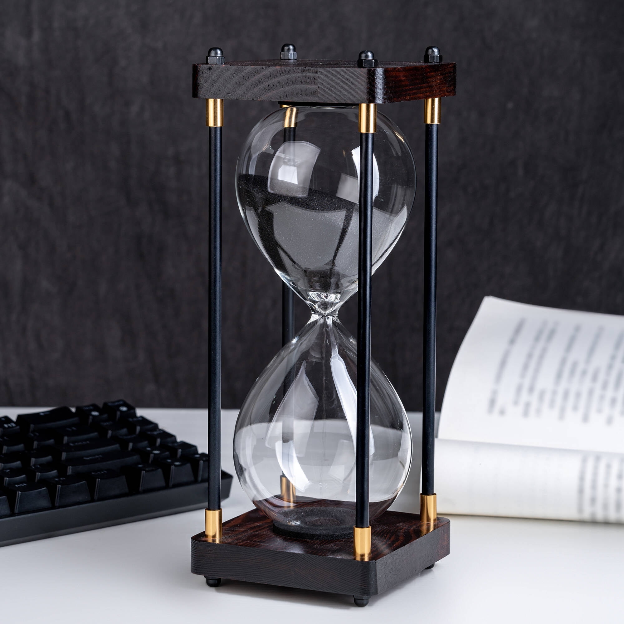 Large Sand Timer, Hourglass Timer 60 Minutes ,Vintage Wooden Hour Glass ...