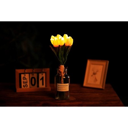 KSCD Artificial 12 LEDs Tulips Flower Led Lights Flower Pot ligths with ...