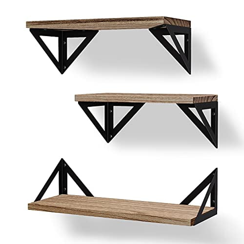 BAYKA Floating Shelves Wall Shelf Mounted, Decorative Rustic Wood ...