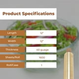 12" x 12" Perforated Cling Film 40 Gauge - 1600/Roll - Clear Food Wrap ...