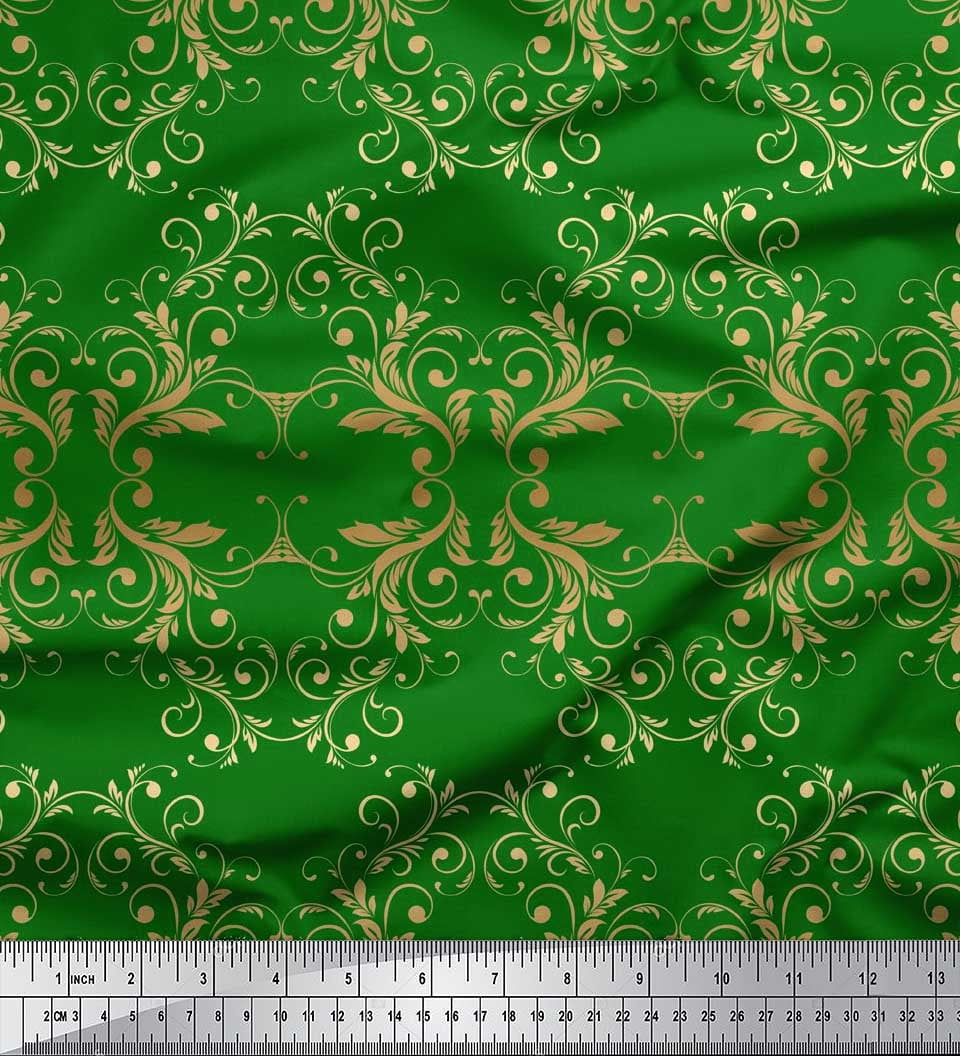 Soimoi Georgette Viscose Fabric Filigree Damask Print Fabric by the ...