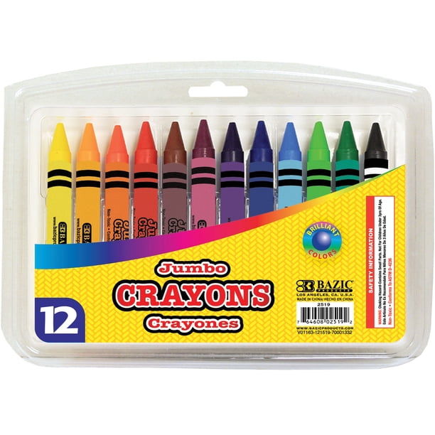BAZIC Crayons Jumbo 12 Color, Non Toxic Drawing Crayon (12/Pack), 1 ...
