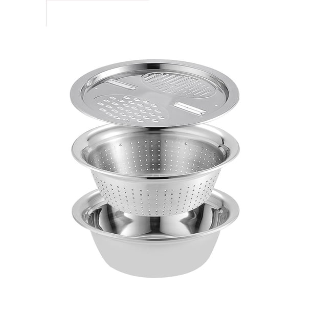 Transemion Stackable Stainless Steel Strainer and Mixing Basin Set ...