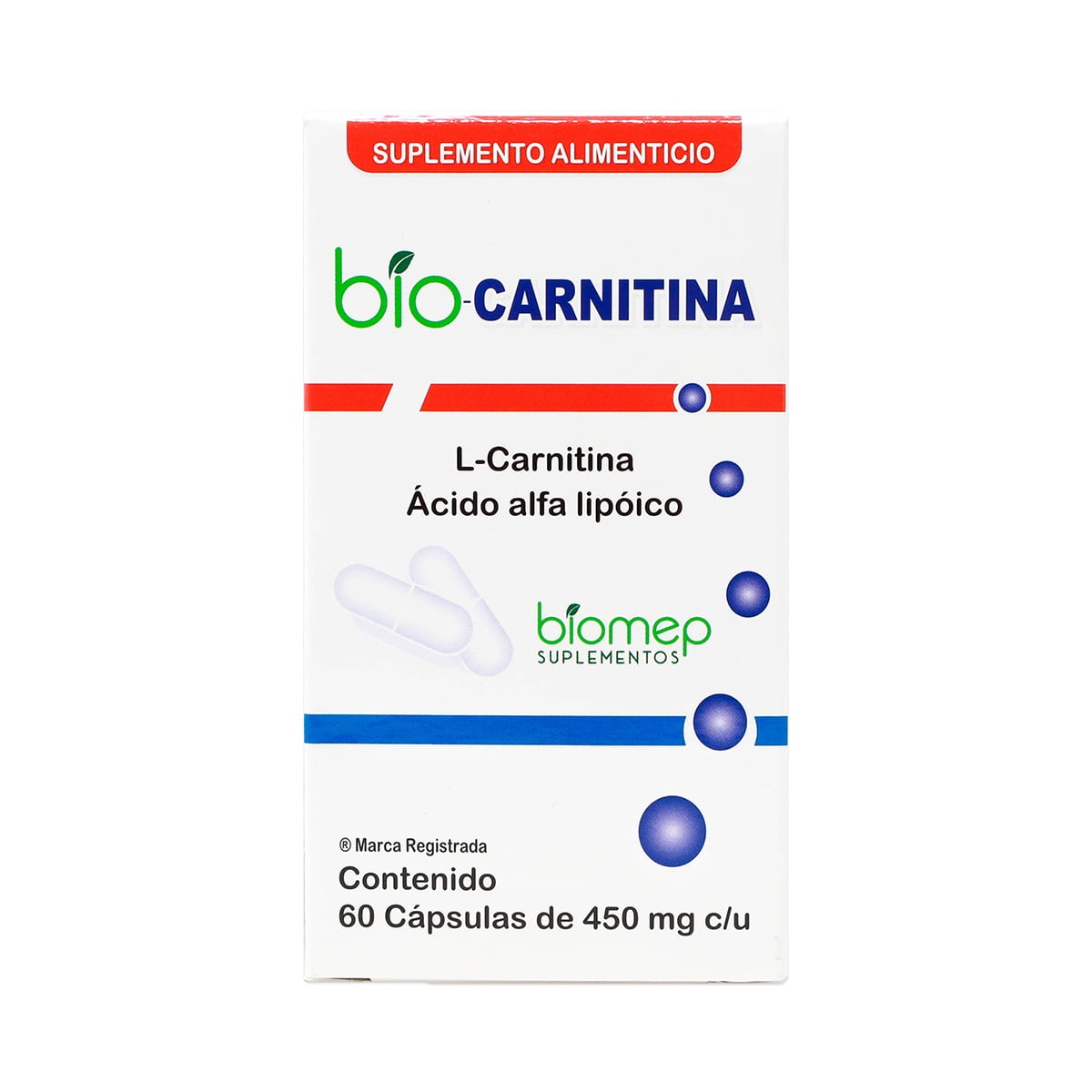 BIO CARNITINA, L-CARNITINA, ACIDO ALFA LIPOICO, 60 CAPSULAS DE 450 MG C ...
