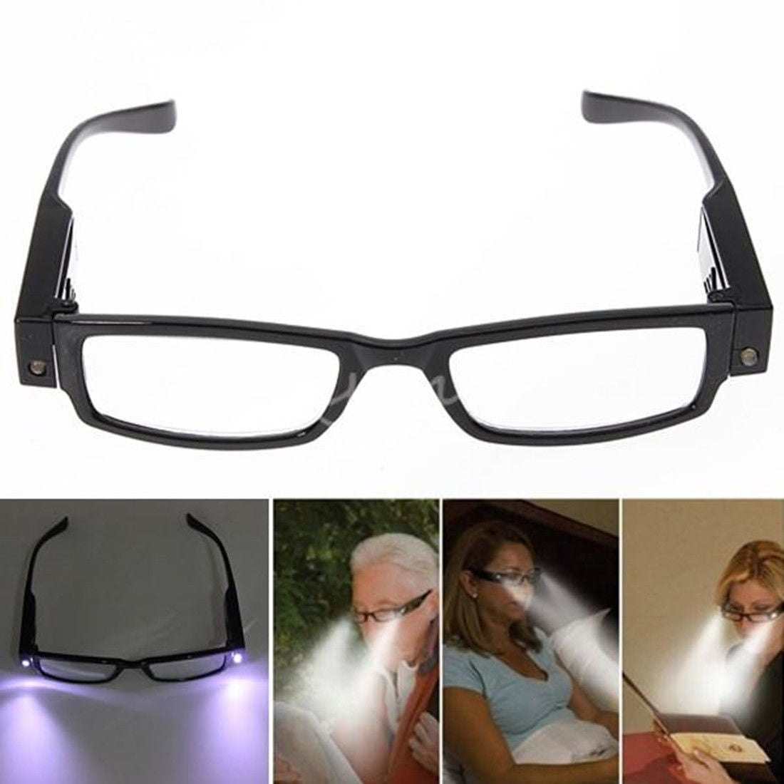 Unisex Rimmed Reading Eye Glasses Eyeglasses Spectacal With LED Light ...