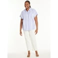 Terra & Sky Women’s Plus Size Button-Front Camp Shirt 0X-5X, Lightweight Linen - Walmart.com