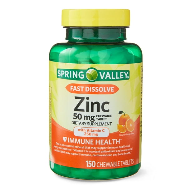 Spring Valley Fast Dissolve Zinc with Vitamin C, Chewable Tablets ...