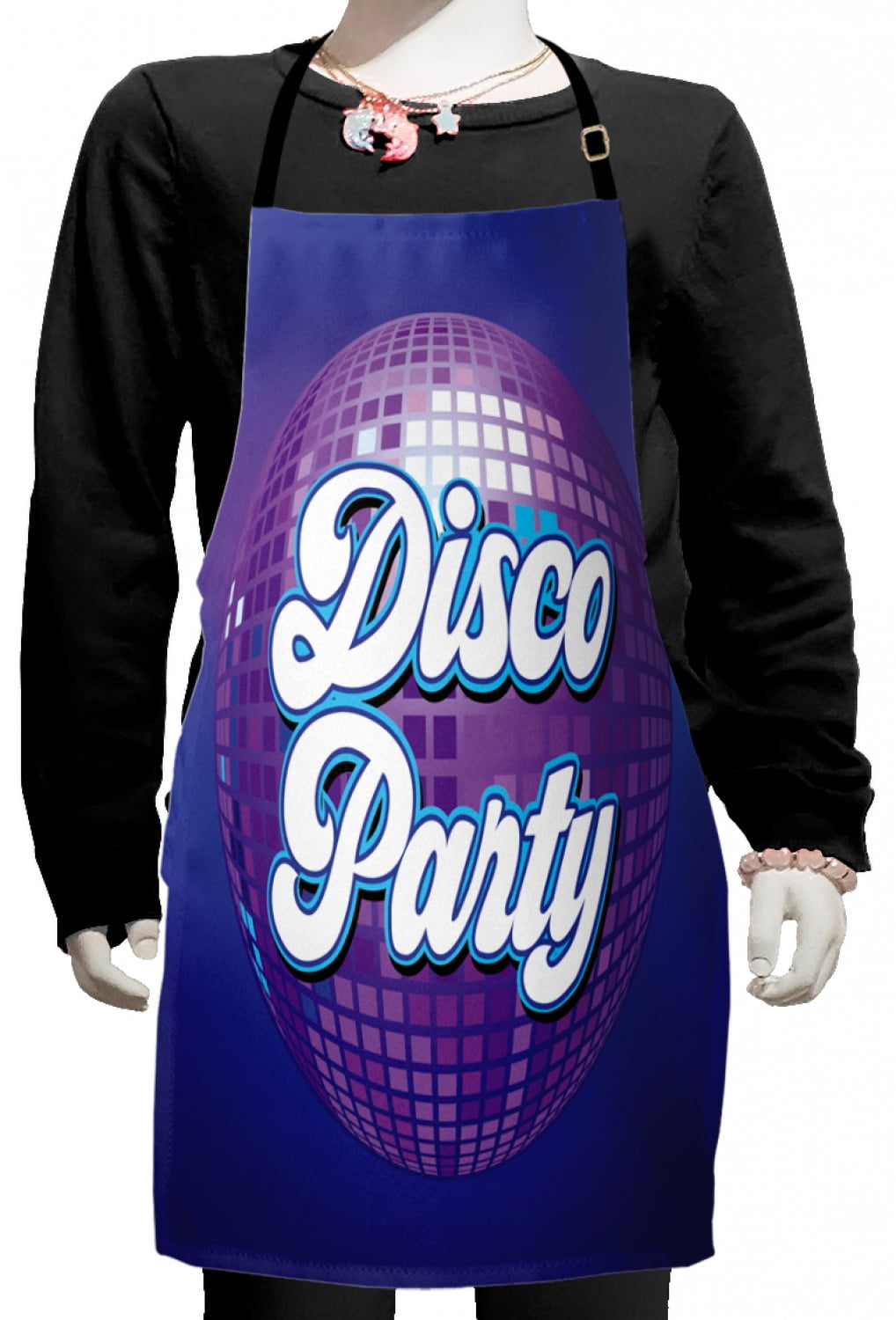 70s Party Kids Apron, Retro Lettering on Disco Ball Night Club Theme ...