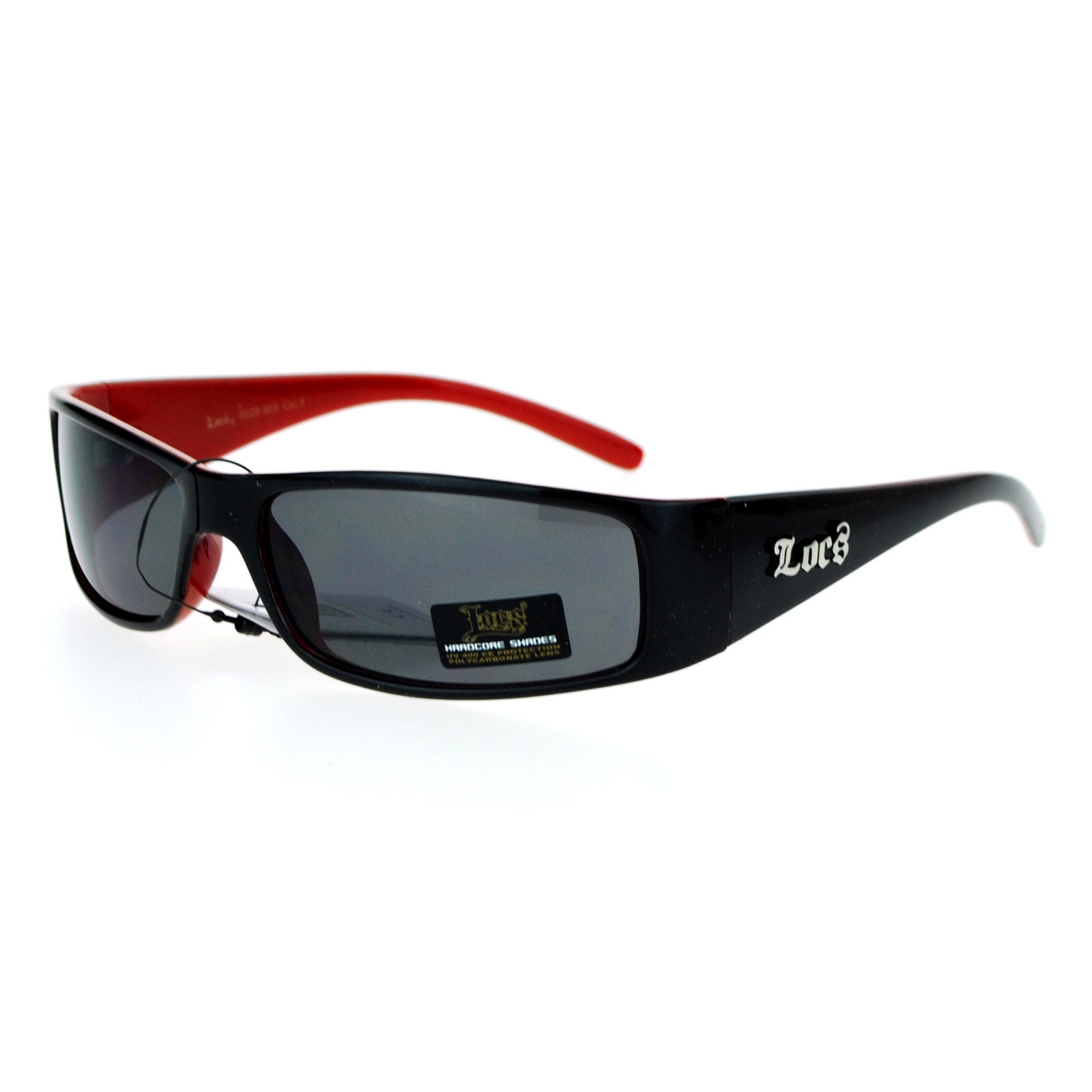 Locs 2 Tone Rectangular Cholo Gangster Warp Biker Thick Arm Sunglasses